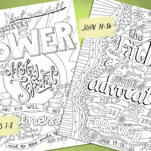 Holy Spirit Bible Verse Coloring Pages Printable Bundle Pentecost ...