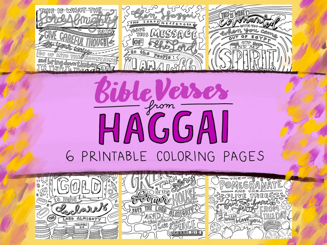 Haggai Bible Verse Coloring Pages Printable Bundle Scripture Lettering ...