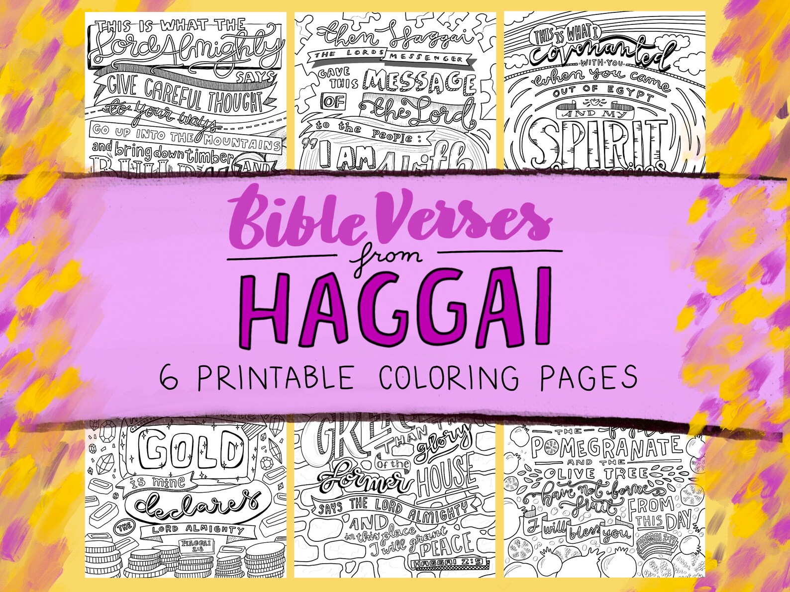 Haggai Bible Verse Coloring Pages Printable Bundle Scripture Lettering ...