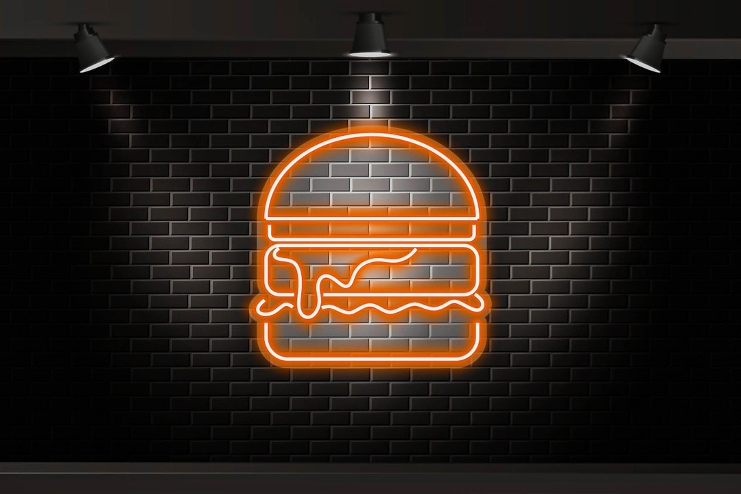 Burger Neon Sign Outdoor Business Sign, Burger Neon Sign Custom LED ...
