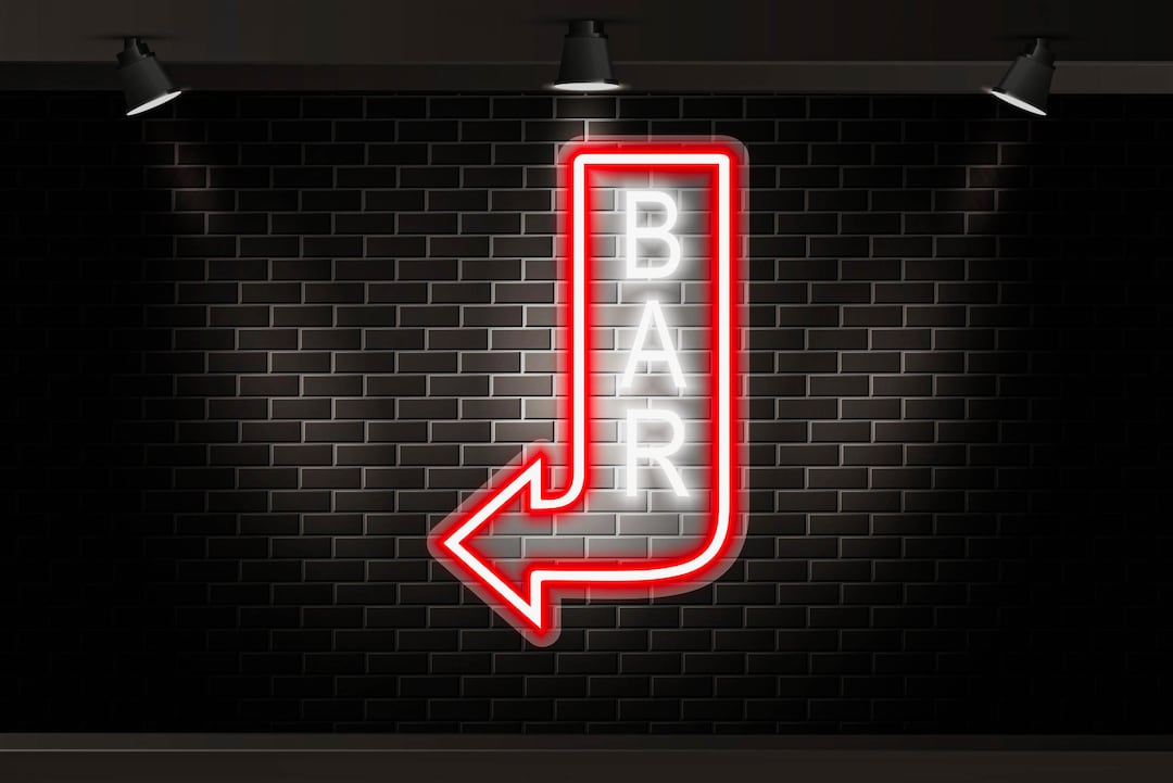 Vertical Bar Neon Arrow Sign, Shop Open Neon Sign Neon Decorations ...