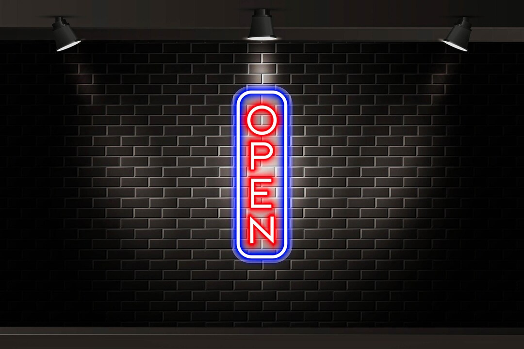 Open Neon Sign, Custom Neon Vertical Open Sign, Led Open Sign Business ...
