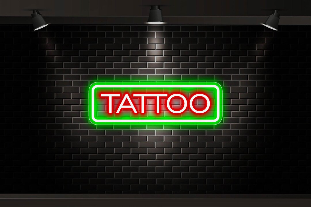 Neon Sign Tattoo Storefront Windows and Doors Design, Neon Tattoo Signs ...