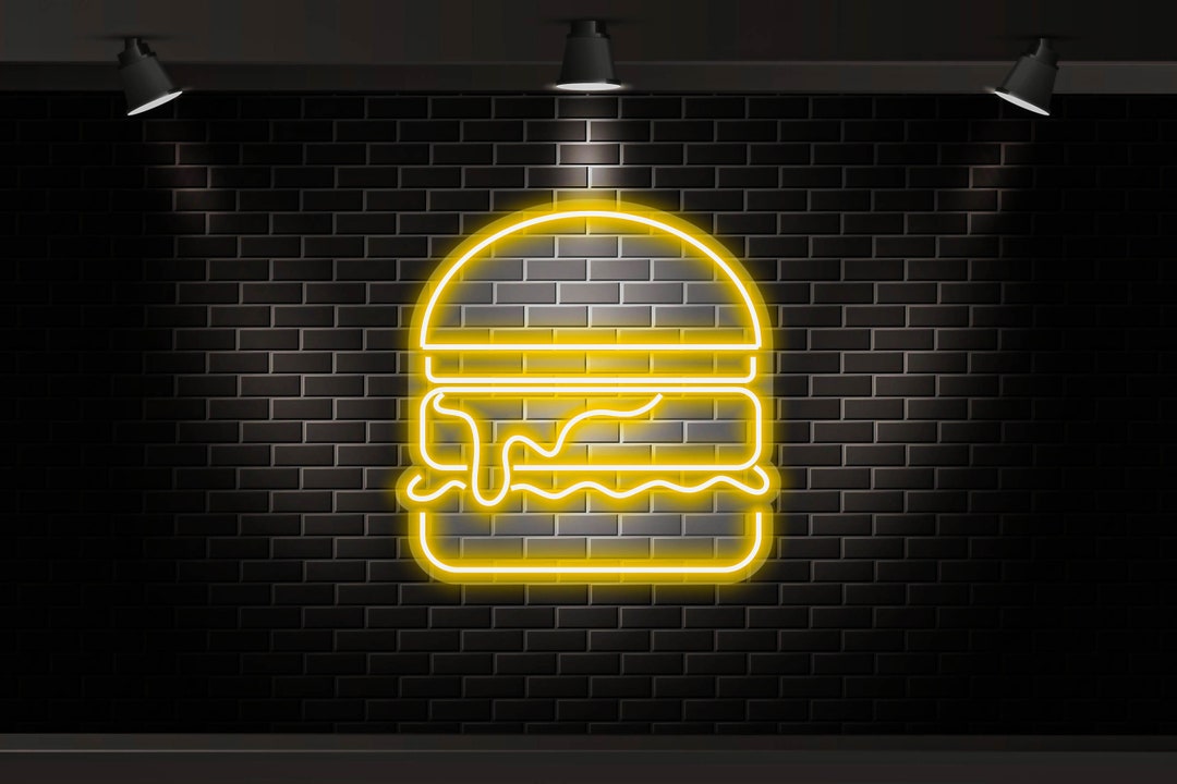 Burger Neon Sign Fast Food Burger Led Sign, Burger Shop Restaurant ...