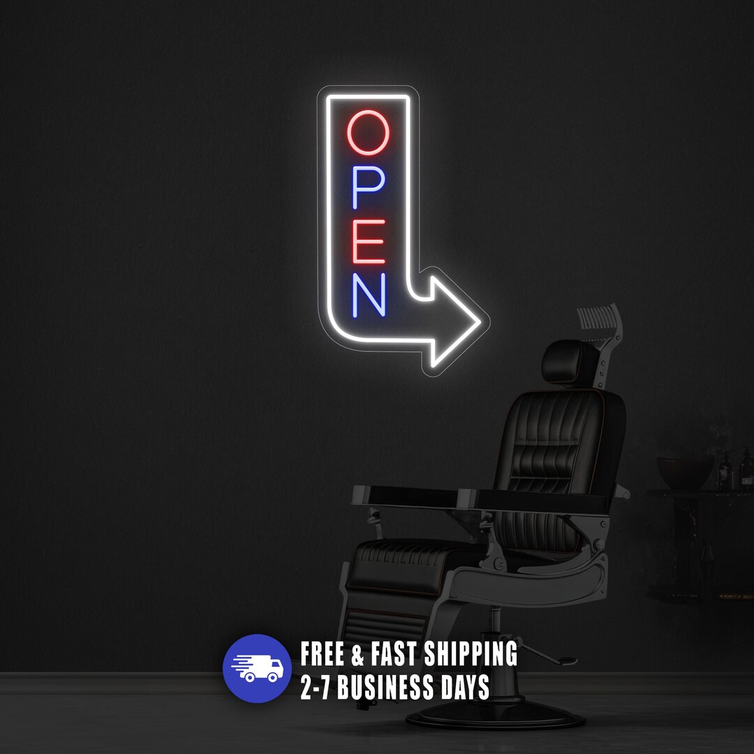 Neon Open Sign, Vertical Waterproof Arrow of Light, Outdoor Bar Open ...