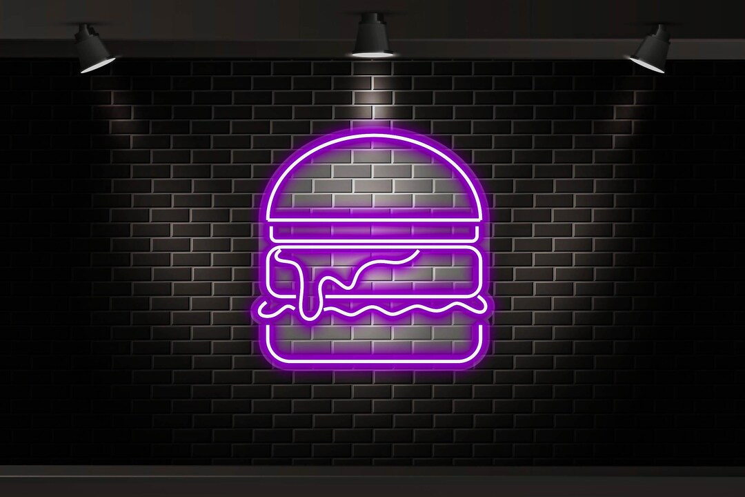 Custom Neon Burger Sign LED Fast Food Light Vintage Burger Wall Art ...