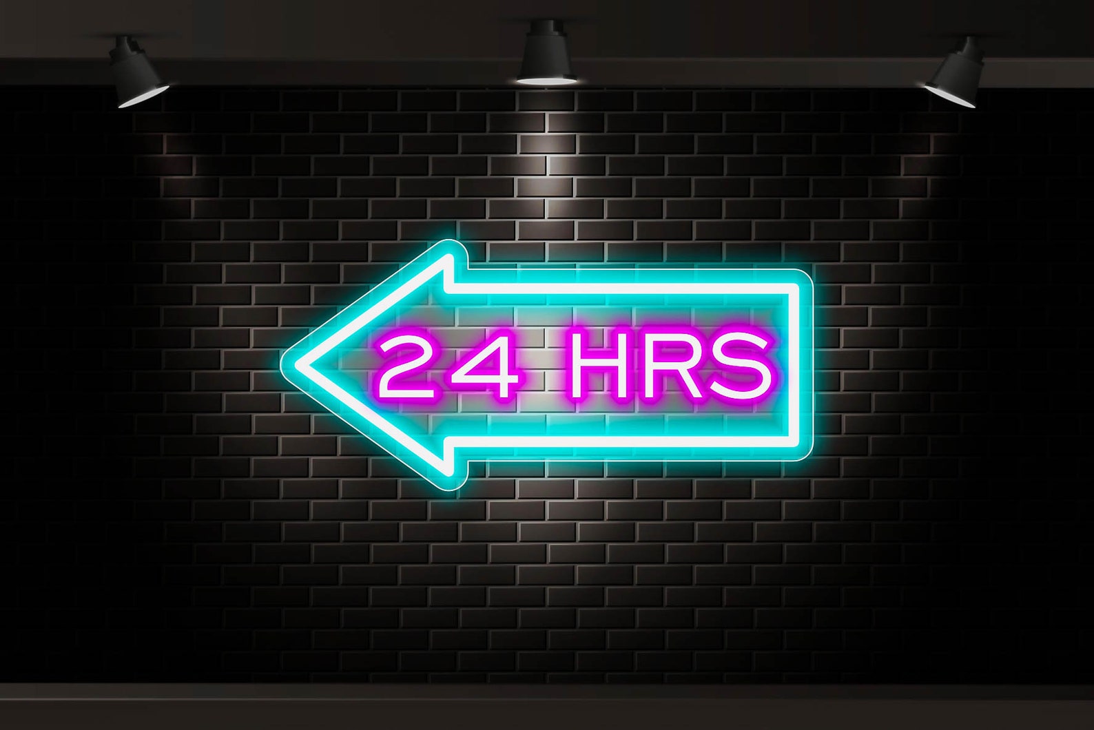 Arrow 24 Hours Neon Sign, 24hrs Custom Neon Sign LED Arrow of Light ...