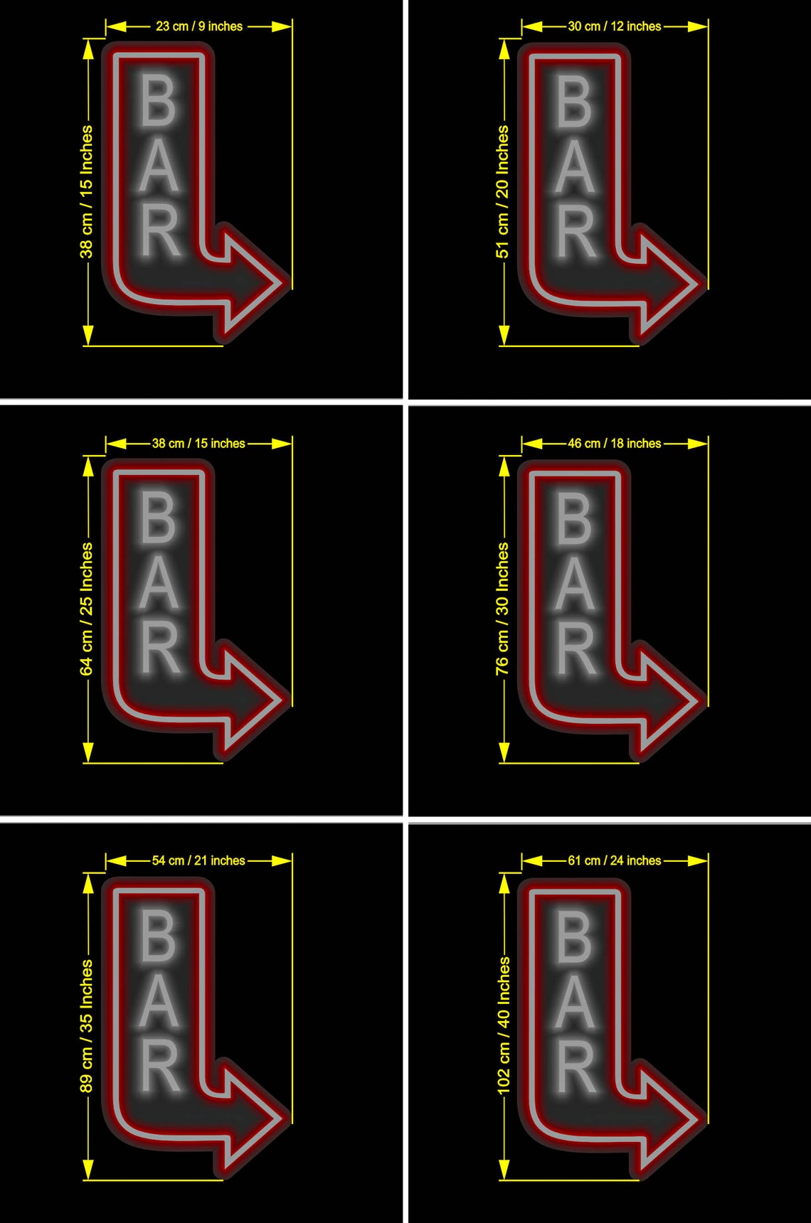 Neon Outdoor Bar Arrow Sign: Waterproof LED Neon for Businesses, Large ...