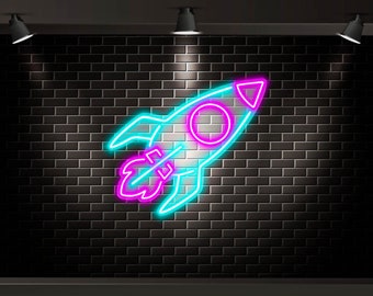 Space Rocket Neon Sign Space Rocket Neon Light Galaxy Lamp Space Neon ...