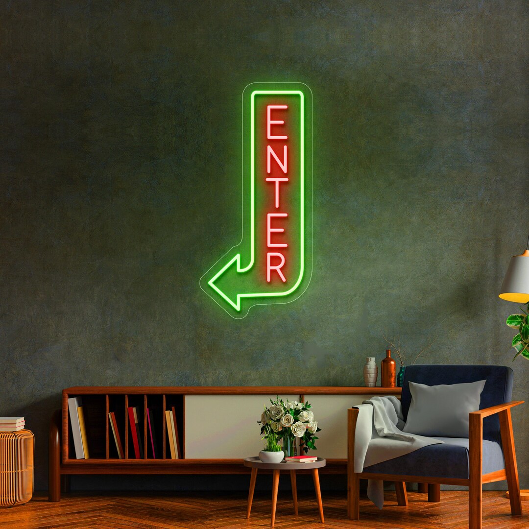 Vertical Arrow Battery Neon Enter Sign, Battery Operated LED Neon for ...