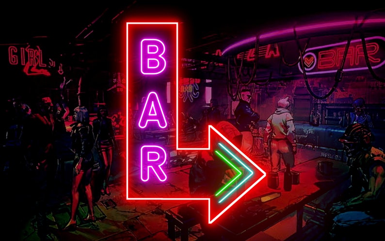 Vertical Neon Outdoor Bar Arrow Sign: Waterproof LED Neon for ...