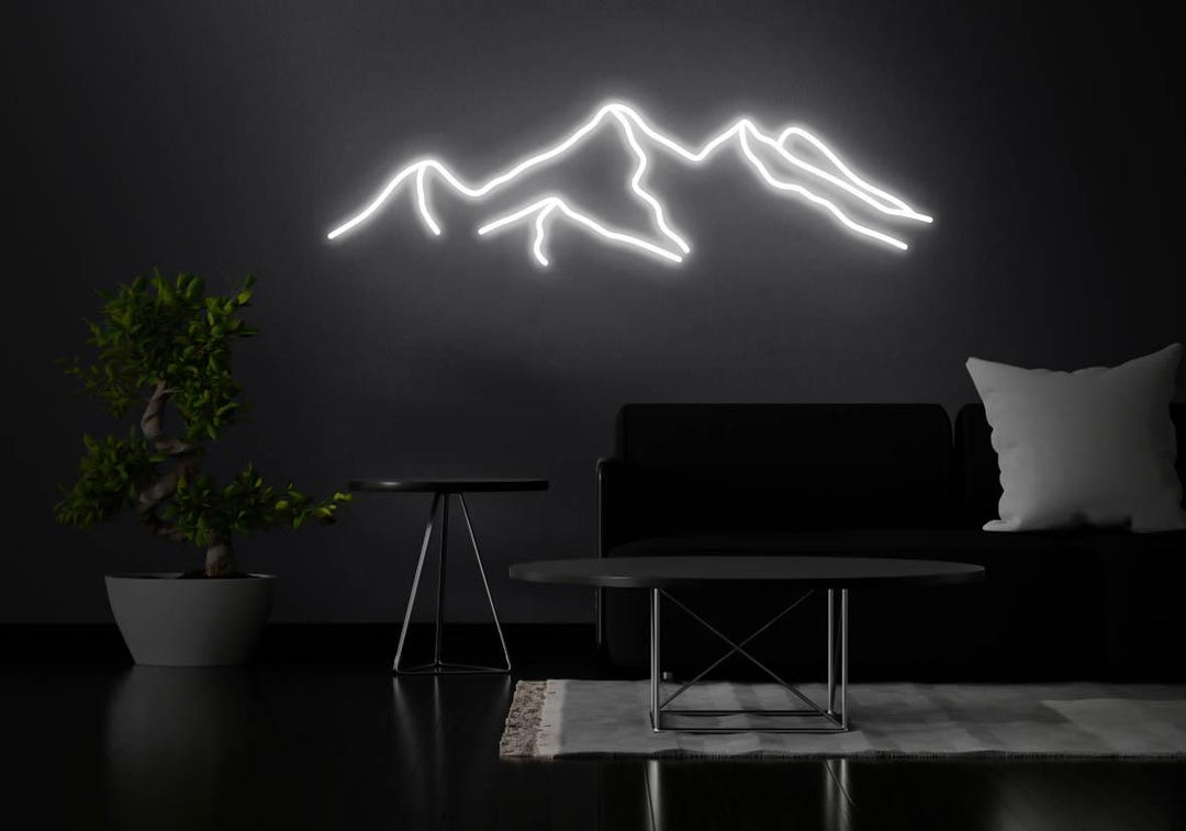 Mountain Neon Sign | Colorful LED Mountains Wall Art | Light up ...