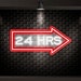 Open 24HRS Neon Arrow Sign, Open 24 Hours Neon Sign Wall Decoration for ...