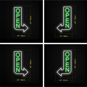 Vertical Open Neon Sign With Arrow for Business, Outdoor Open Sign Bar ...