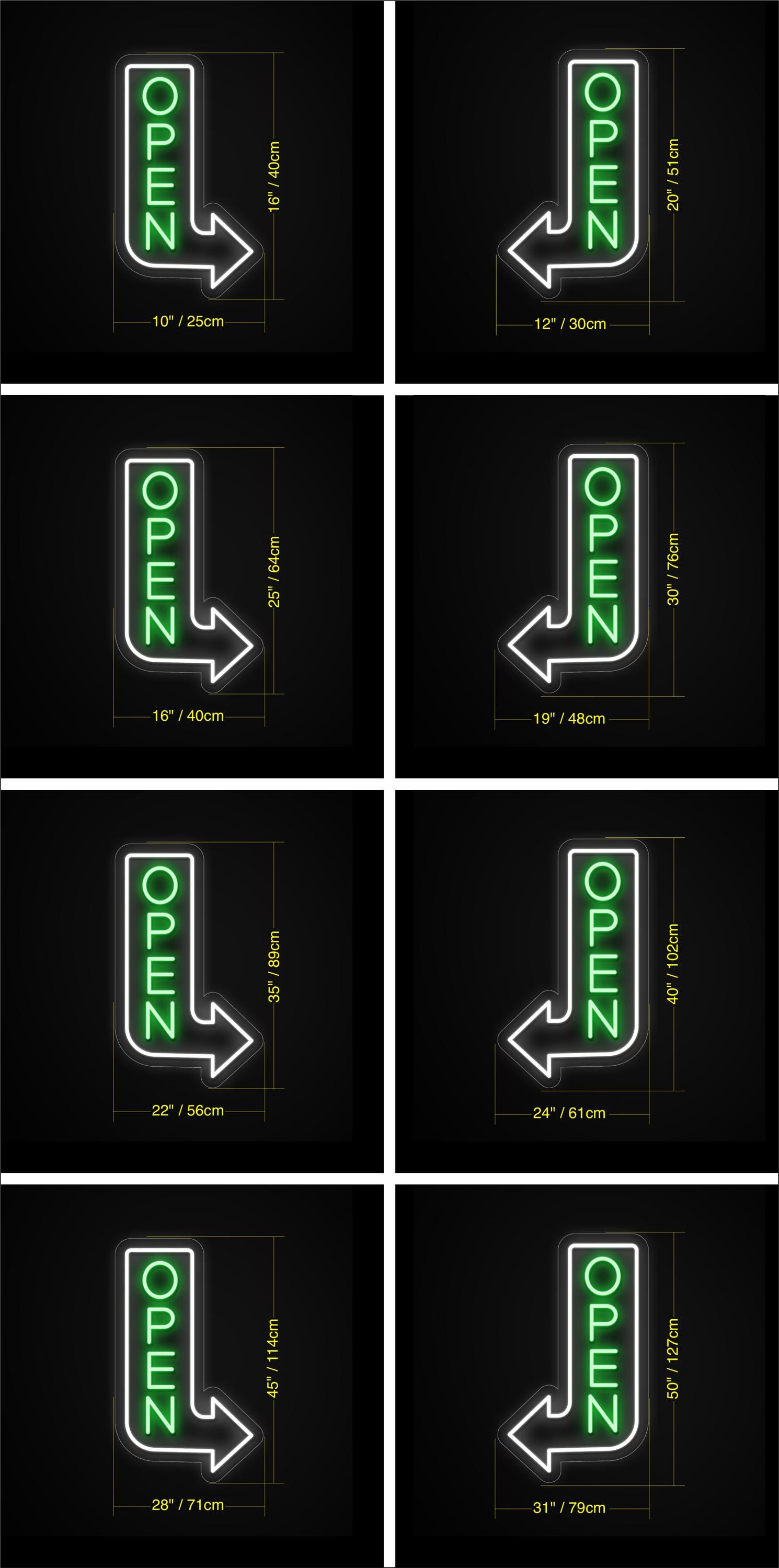 Vertical Open Neon Sign With Arrow for Business, Outdoor Open Sign Bar ...