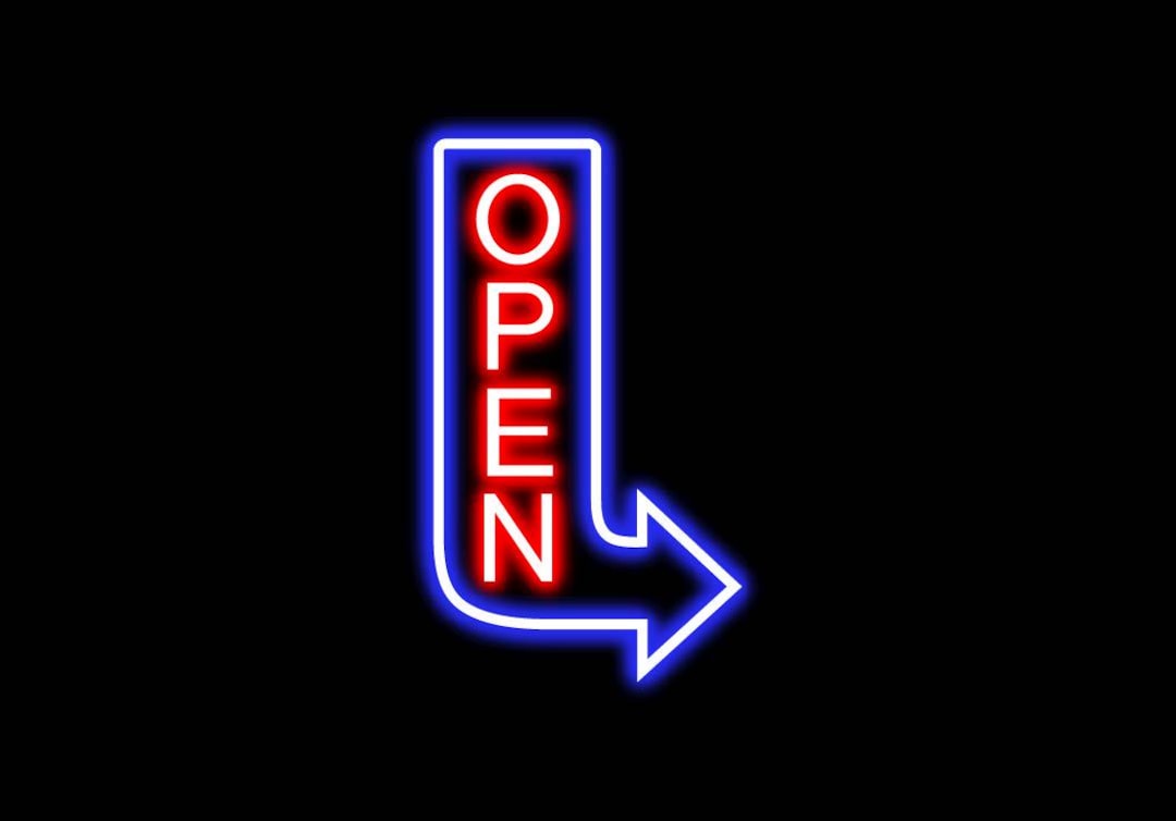 Vertical Open Neon Sign With Arrow for Business, Outdoor Open Sign Bar ...