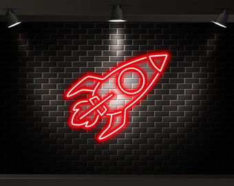 Space Rocket Neon Sign Space Rocket Neon Light Galaxy Lamp Space Neon ...