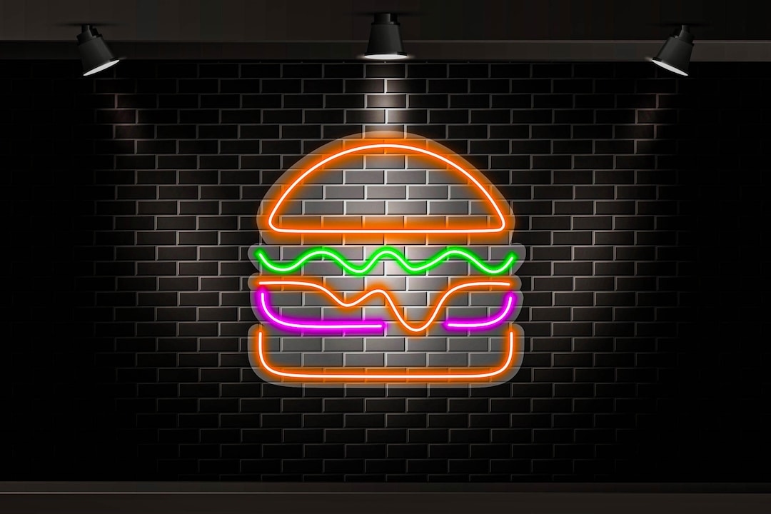 Hamburger Neon Sign, Burger Led Neon Sign, Cheeseburger Neon Light ...