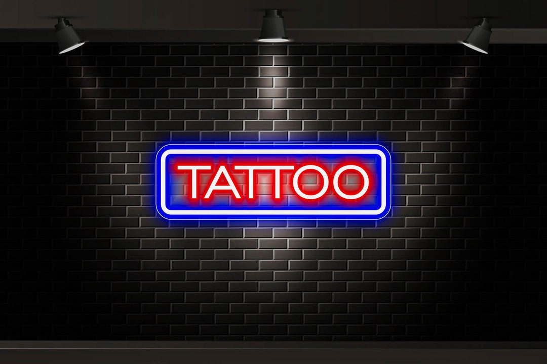 Tattoo Neon Light, Tattoo Shop Sign, Tattoo Studio Sign, Vertical ...