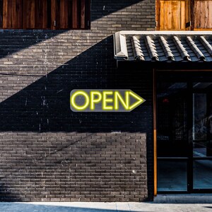 Outdoor Bar Open Sign With Arrow, Door Signs for Business Neon Arrow ...