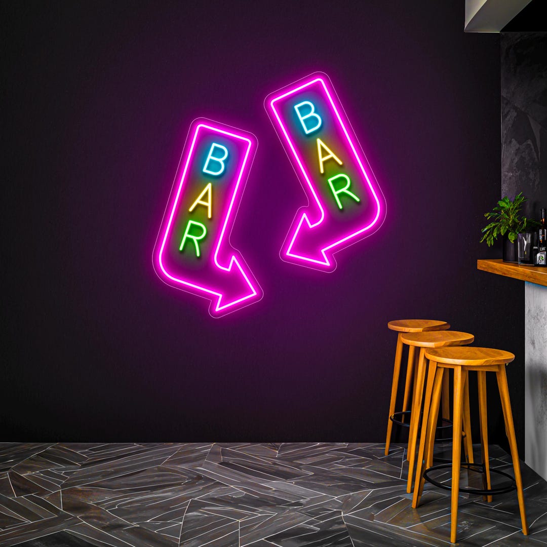 Neon Outdoor Open Bar Sign With Lights, Pink Waterproof LED Neon for ...