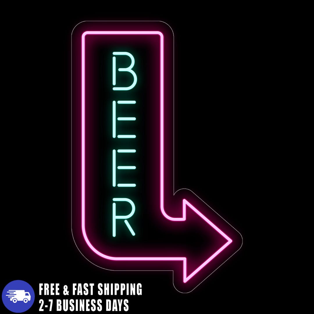 Waterproof Neon Beer Vertical Arrow Sign, Custom Shop Sign Neon ...