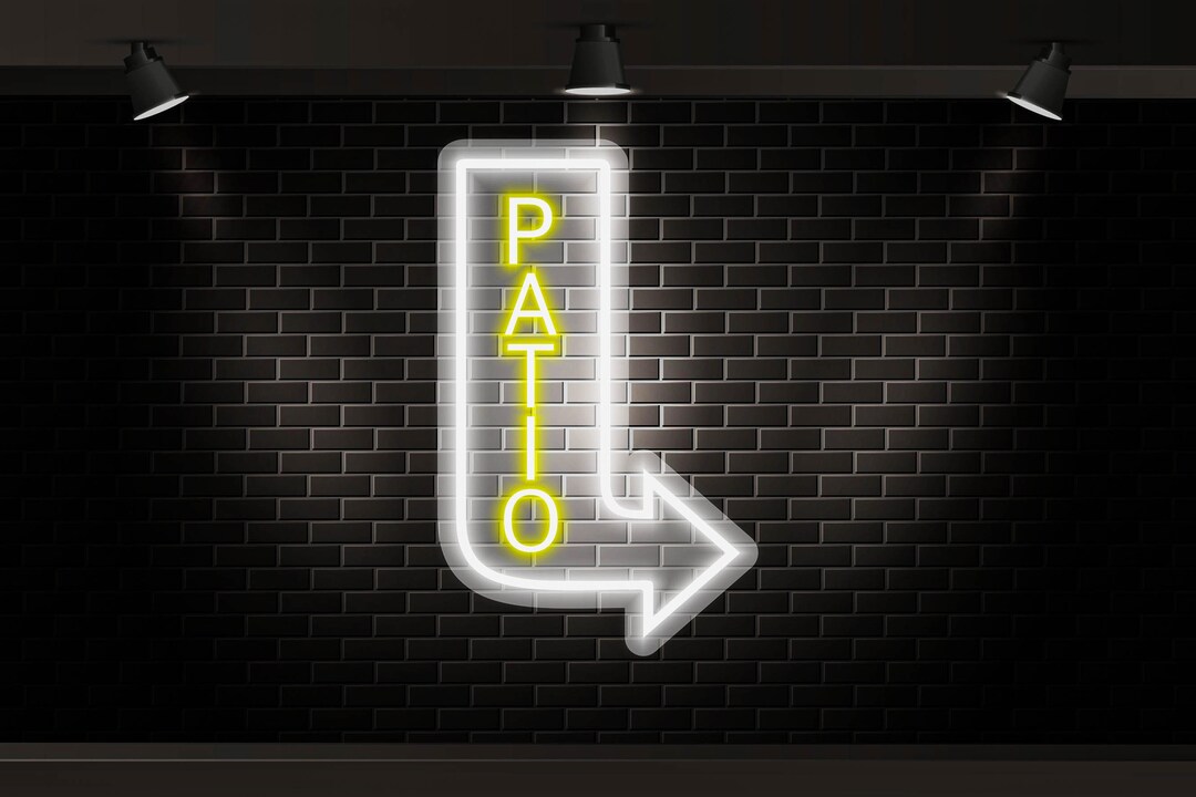 Patio Neon Window Door Signs for Business, Vertical Arrow Exterior ...