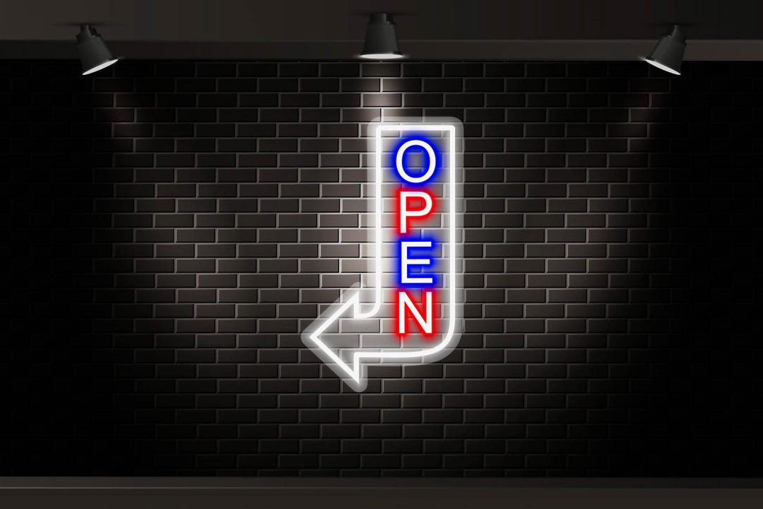 Vertical Neon Open Sign With Arrow Customizable, Waterproof LED Neon ...