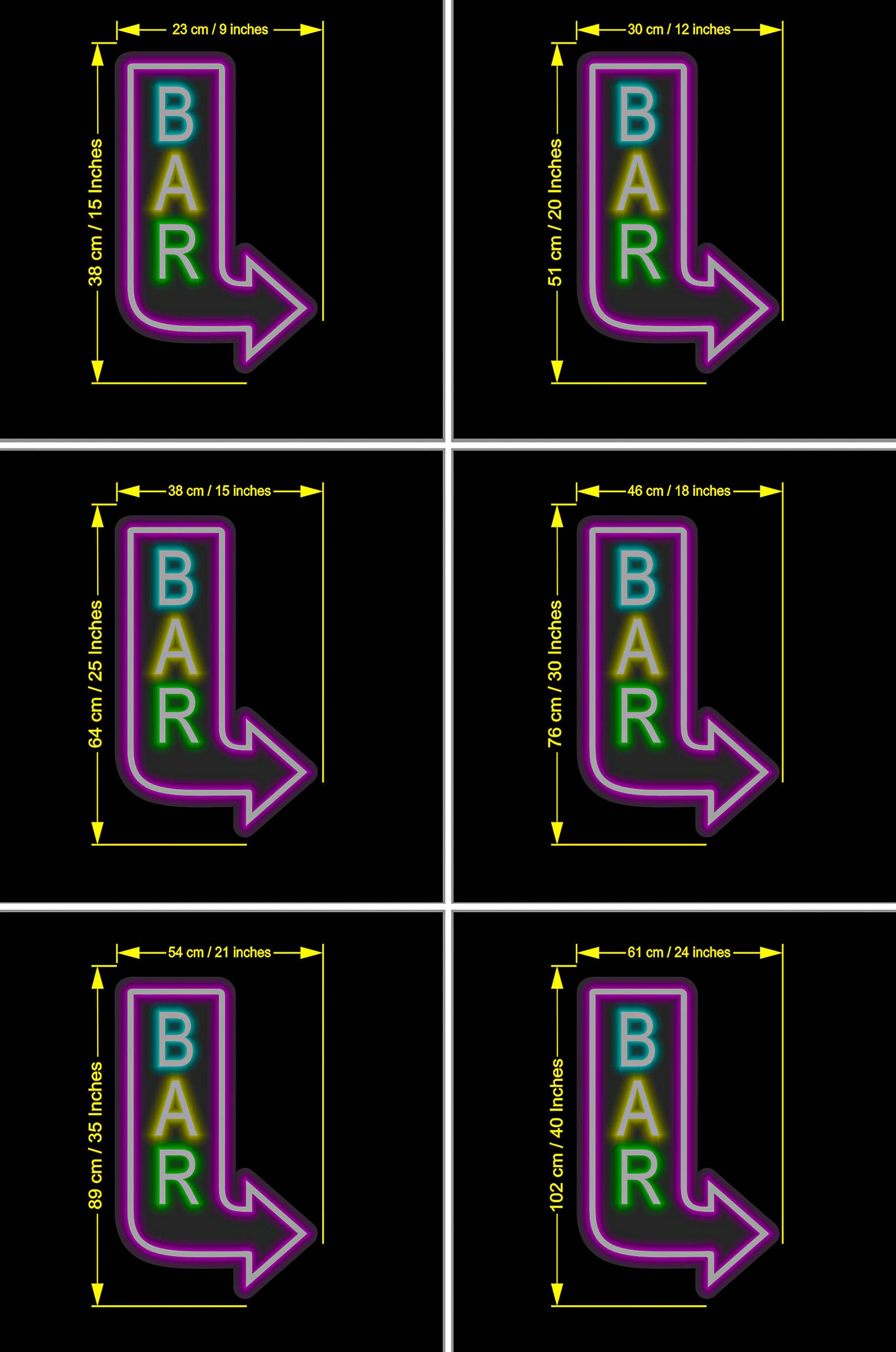 Vertical LED Bar Open Sign With Arrow Indoor/outdoor Business Signage ...