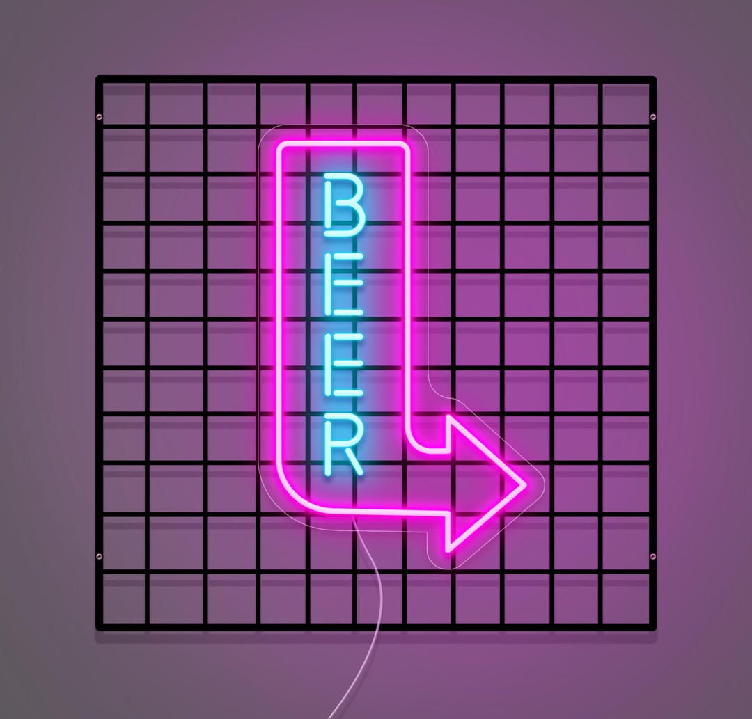 Beer Arrow Sign, Neon Sign for Bar, LED Light Beer, Custom Bar Sign ...