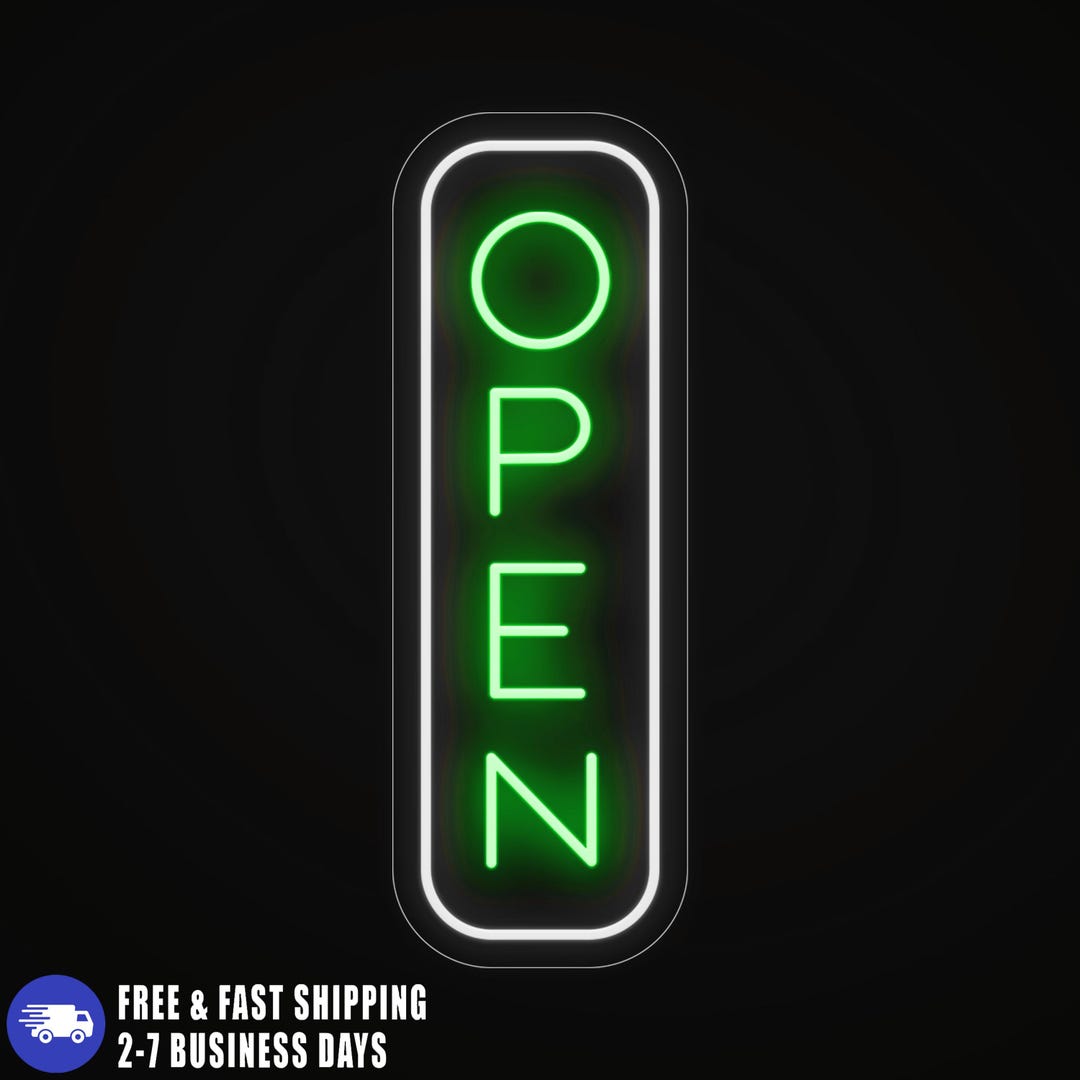 Neon Battery Operated Vertical Open Sign, LED Neon for Businesses ...