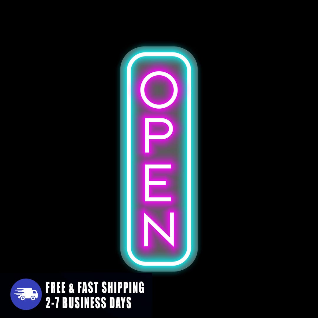 Neon Open Sign, Vertical Led Sign, Business Logo Light, LED Wall ...