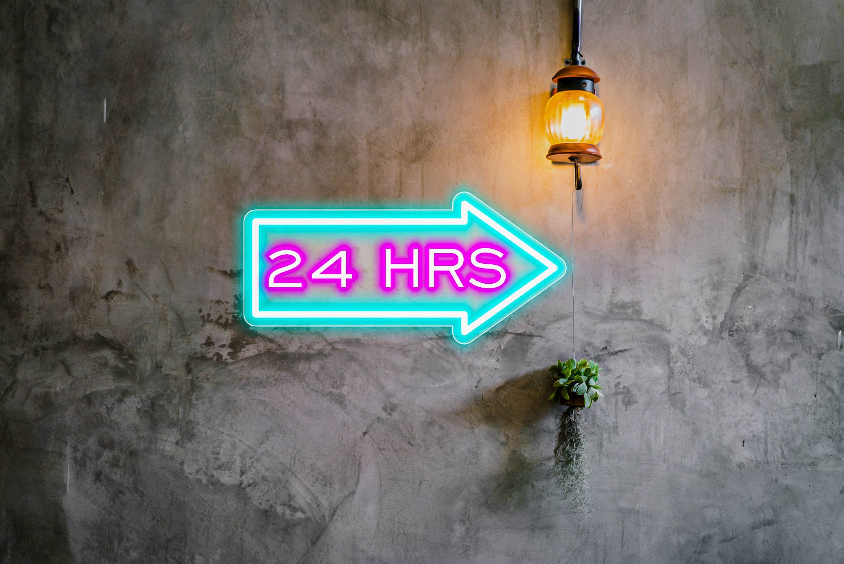 Arrow 24 Hours Neon Sign, 24hrs Custom Neon Sign LED Arrow of Light ...