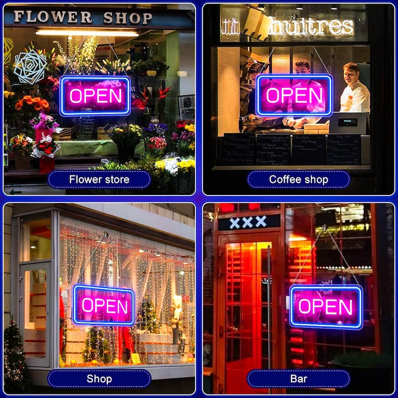 Neon Battery Operated Vertical Open Sign, LED Neon for Businesses ...