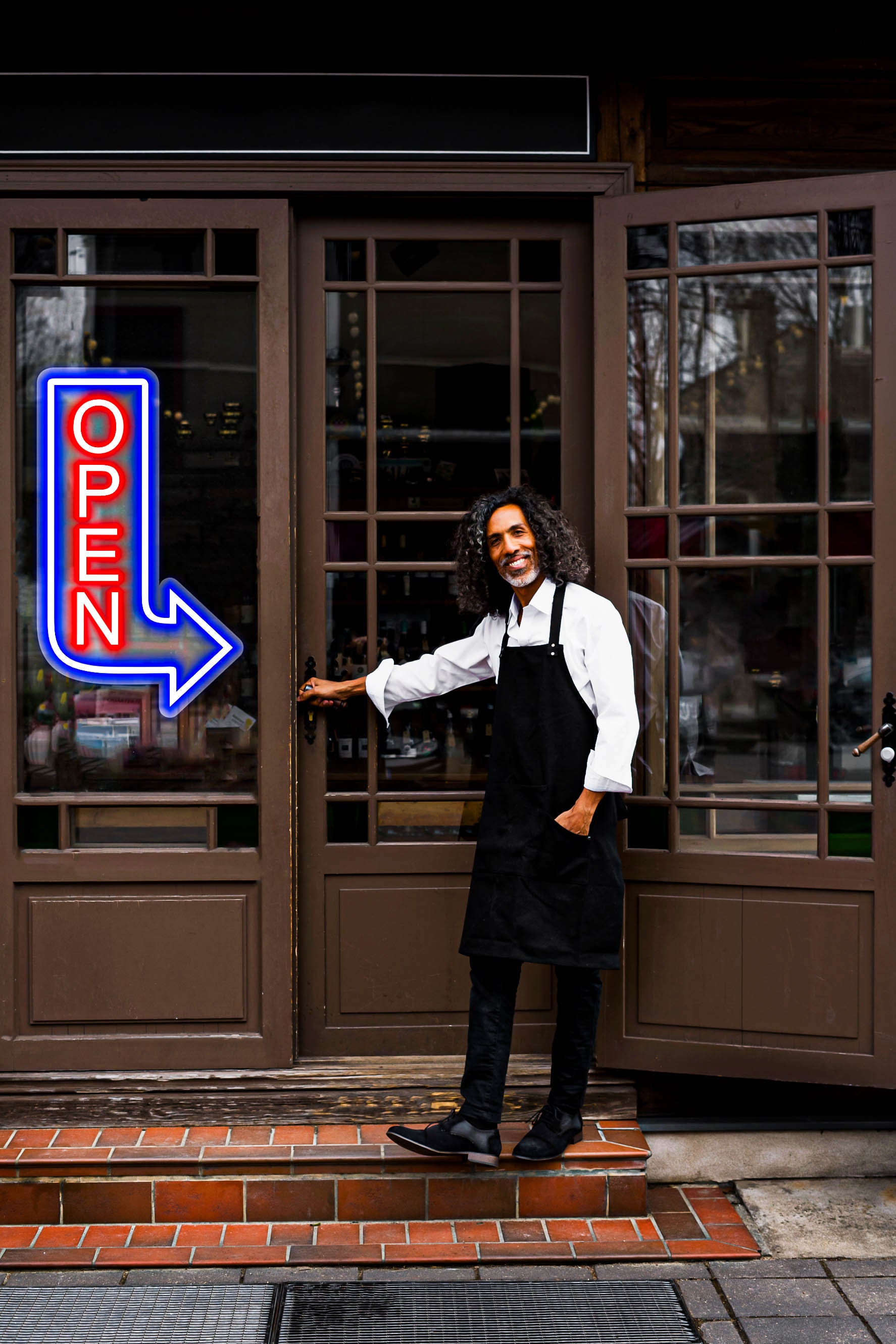 Vertical Open Neon Sign With Arrow for Business, Outdoor Open Sign Bar ...