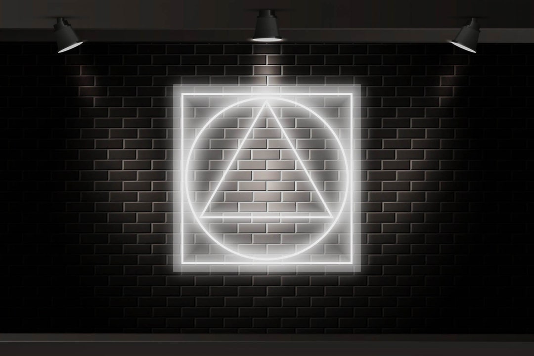 ZEN Square Triangle Circle Neon Sign, Neon Sign Enso Circle Cyberpunk ...