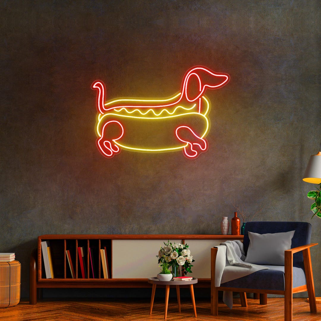 Sausage Dog Led Neon Sign, Hot Dog Custom Neon Sign, Dachshund Neon ...
