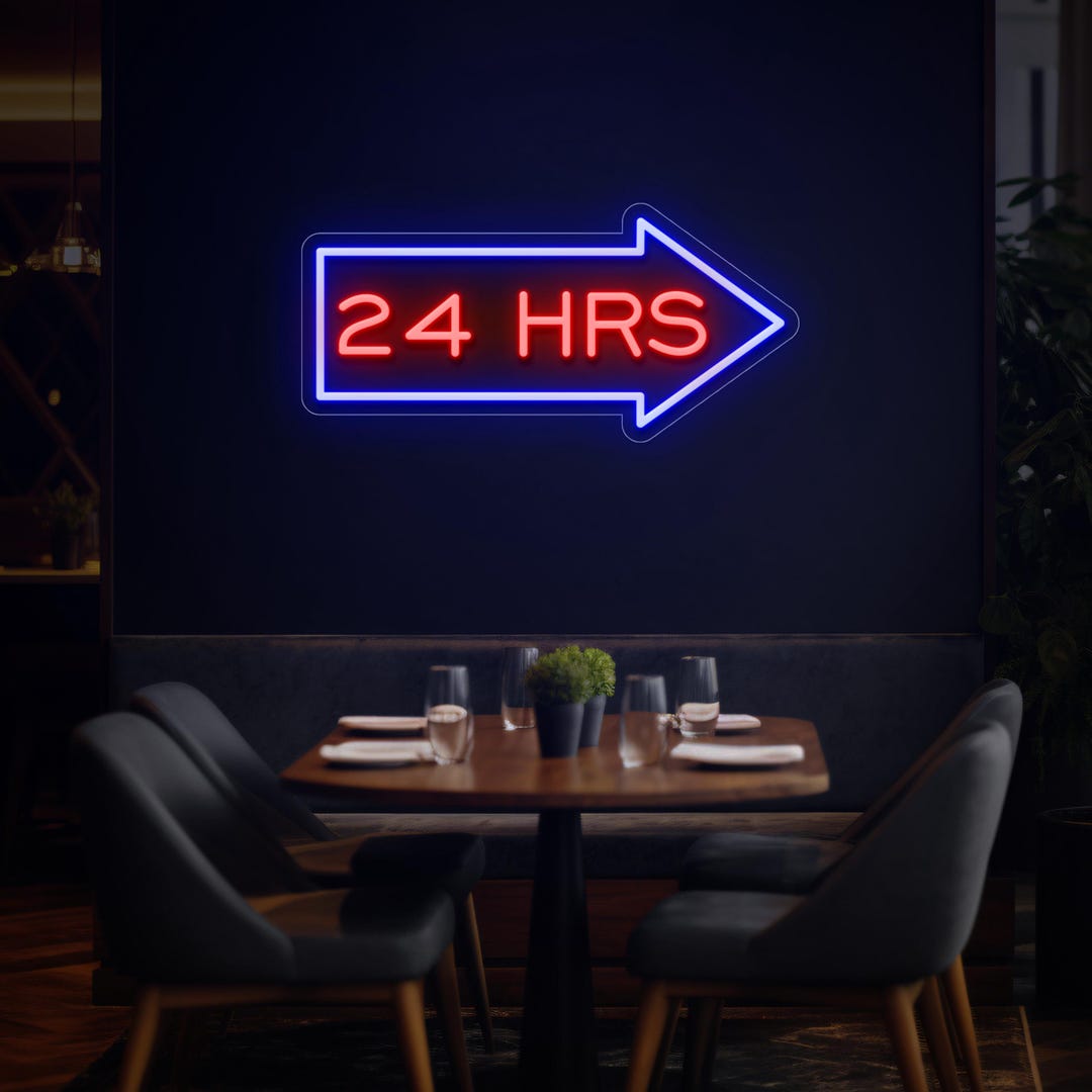 Waterproof 24HRS Neon Outdoor Arrow Sign, Custom Shop Sign Neon, Right ...