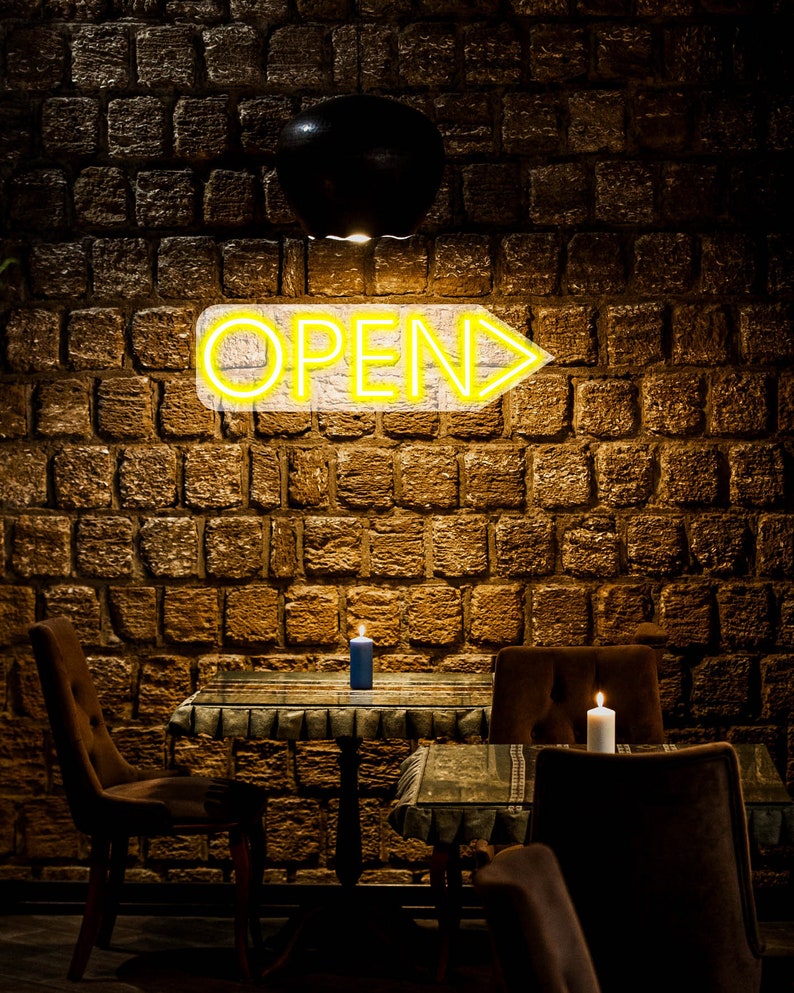 Outdoor Bar Open Sign With Arrow, Door Signs for Business Neon Arrow ...