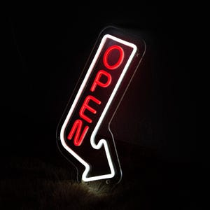 Vertical Open Neon Sign With Arrow for Business, Outdoor Open Sign Bar ...