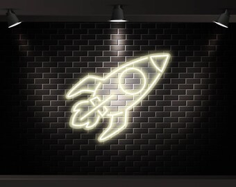 Space Rocket Neon Sign Space Rocket Neon Light Galaxy Lamp Space Neon ...