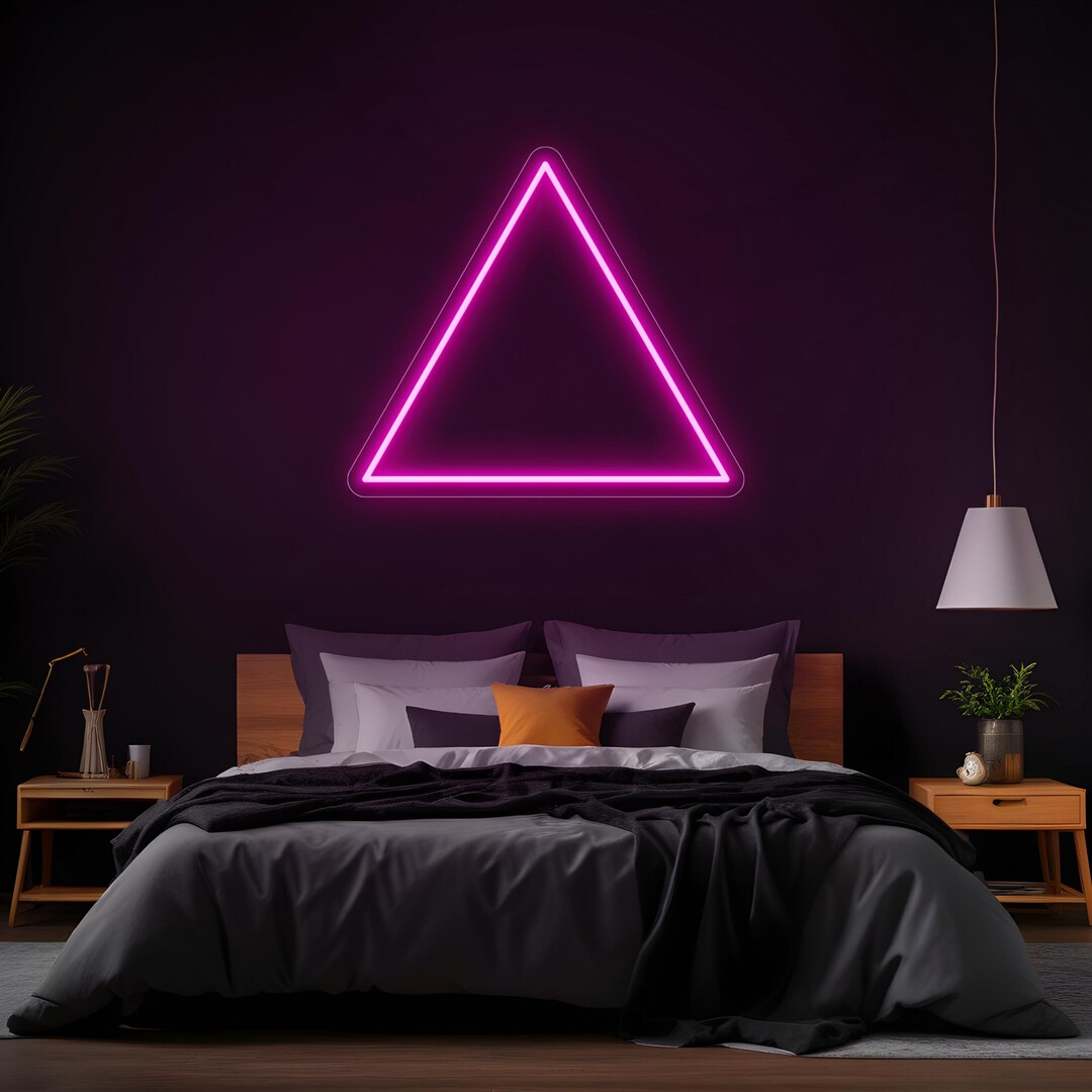 Pink Triangle LED Neon Sign, Wall Decor, Wall Sign, Led Sign, Geometric ...