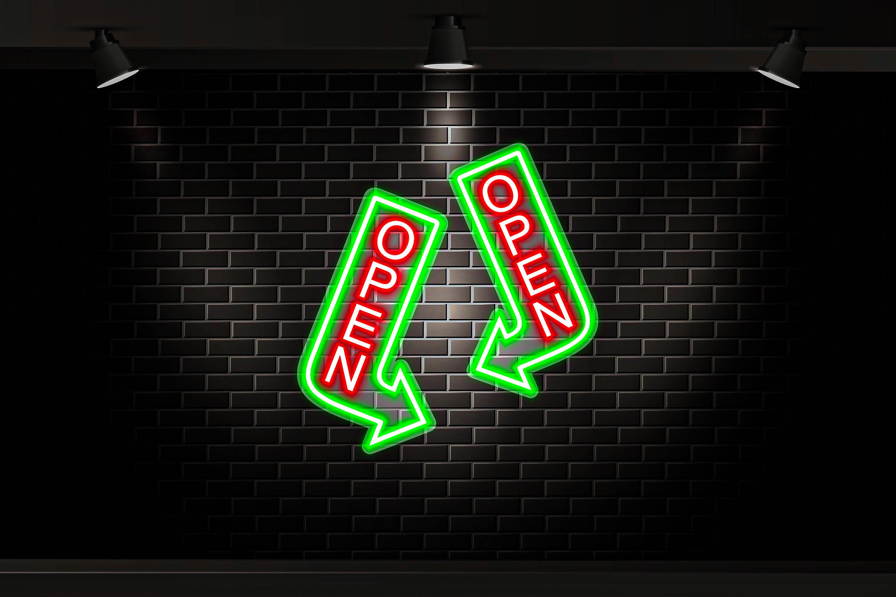 Vertical Open Neon Sign With Arrow for Business, Outdoor Open Sign Bar ...