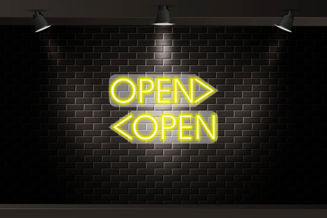 Outdoor Bar Open Sign With Arrow, Door Signs for Business Neon Arrow ...