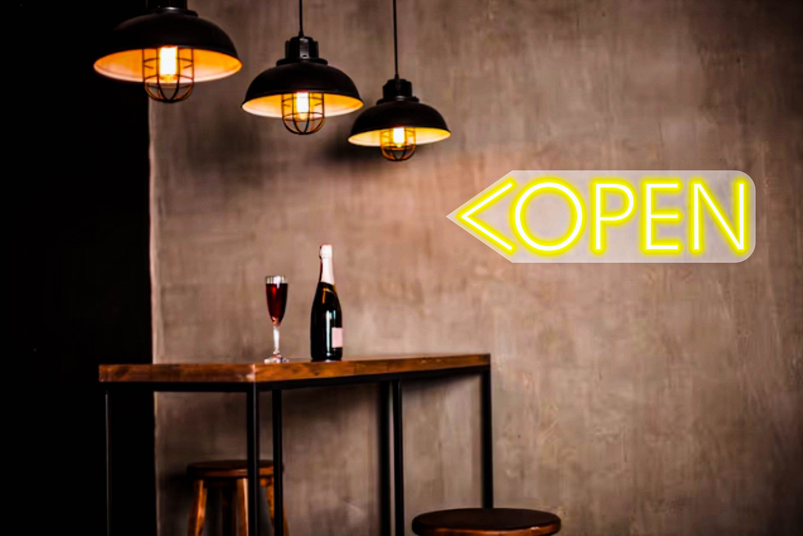 Outdoor Bar Open Sign With Arrow, Door Signs for Business Neon Arrow ...