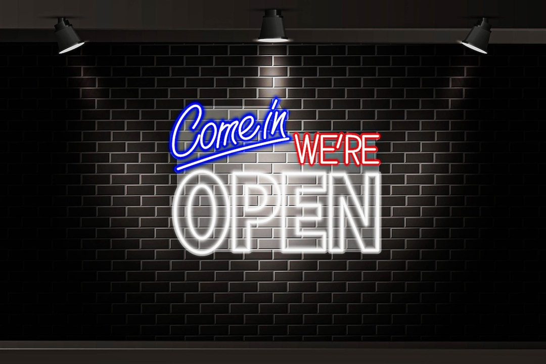 Come in Were Open LED Sign Weatherproof Neon, Neon Storefront Sign ...