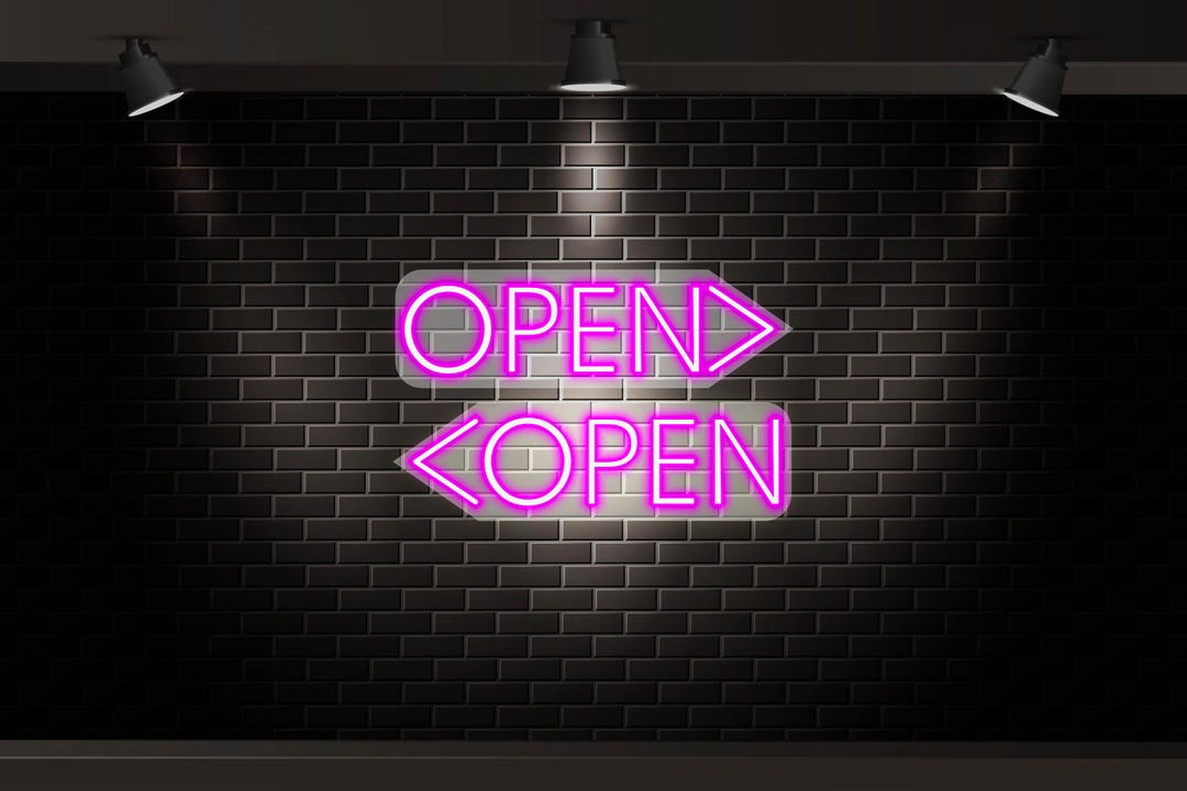 Horizontal Open Neon Sign With Arrow for Business, Outdoor Open Led ...