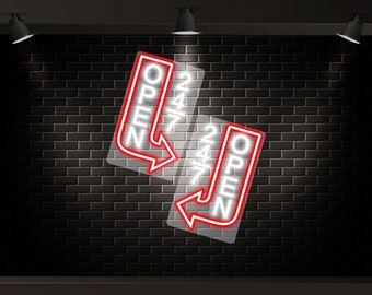 Vertical Open Neon Sign With Arrow for Business, Outdoor Open Sign Bar ...
