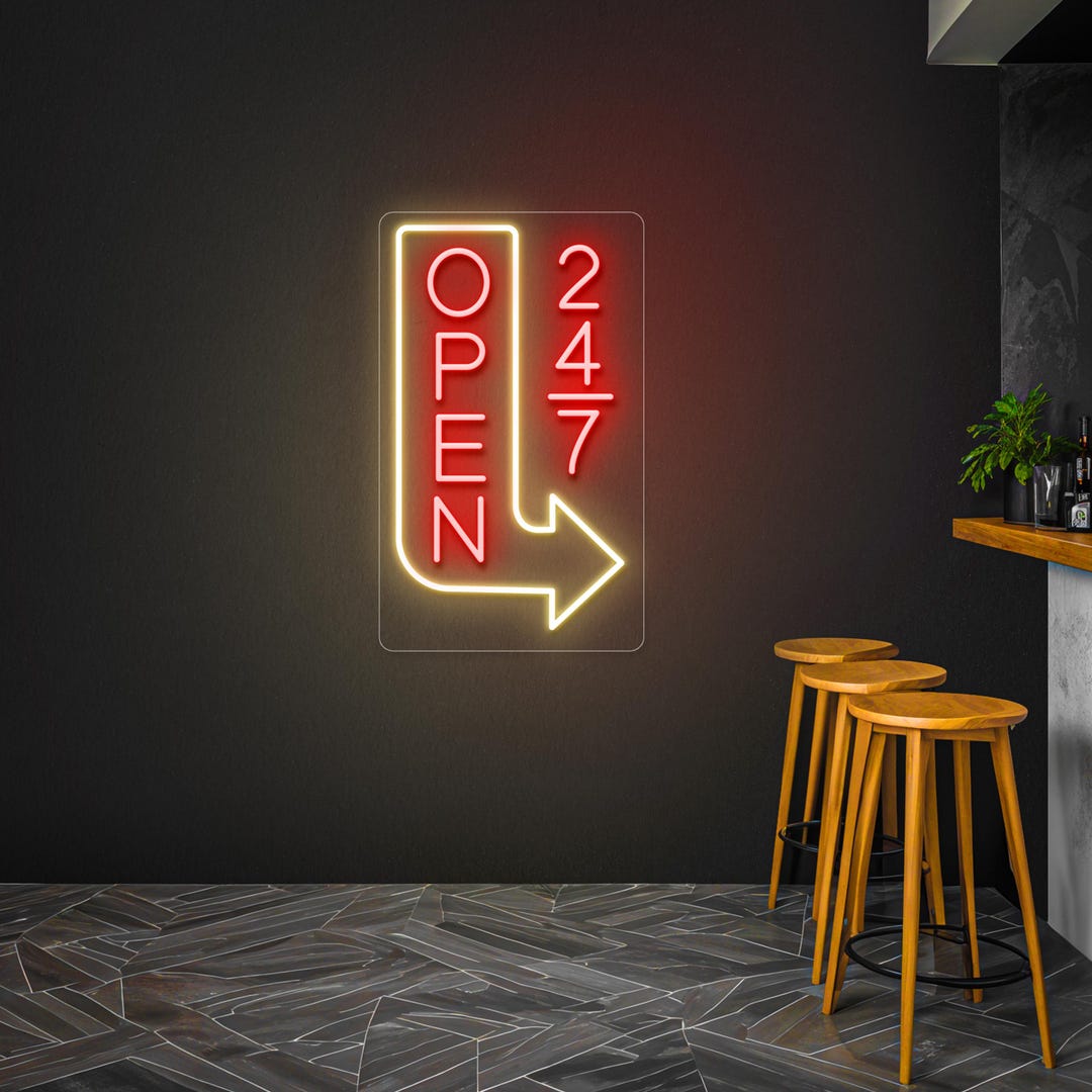 Open 24/7 Sign, Business Neon Led Sign, Open Outdoor Sign for Business ...