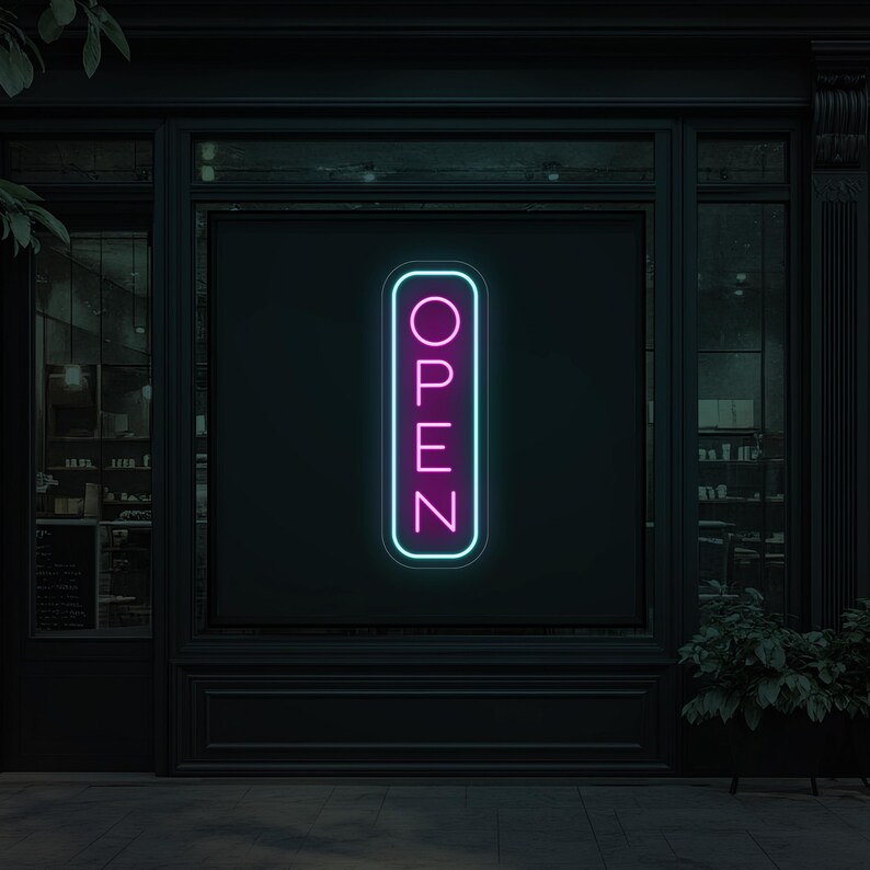 Neon Outdoor Vertical Open Sign, Waterproof LED Neon for Businesses ...